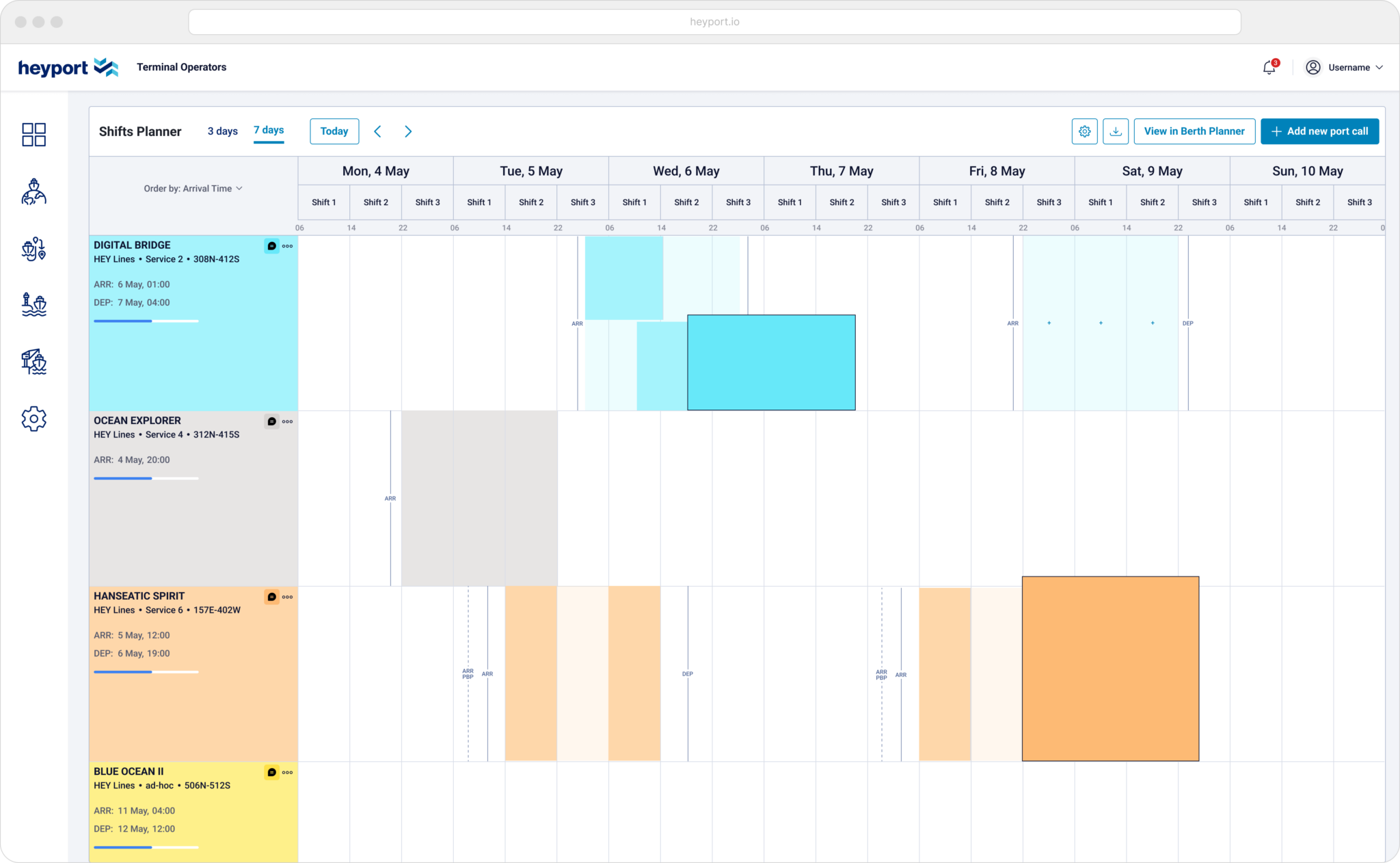 heyport – Just-in-time port call and berth planning